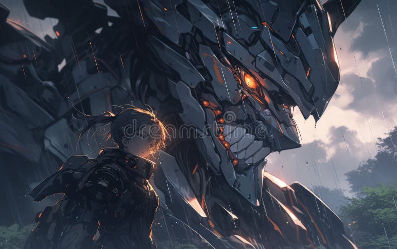 Mecha-anime portrait stock illustration. Illustration of portrait ...