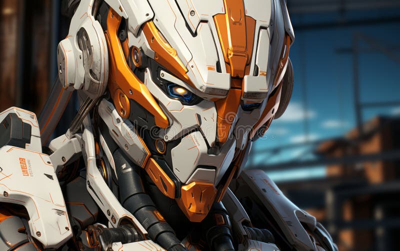 Mecha-anime portrait stock illustration. Illustration of machine ...