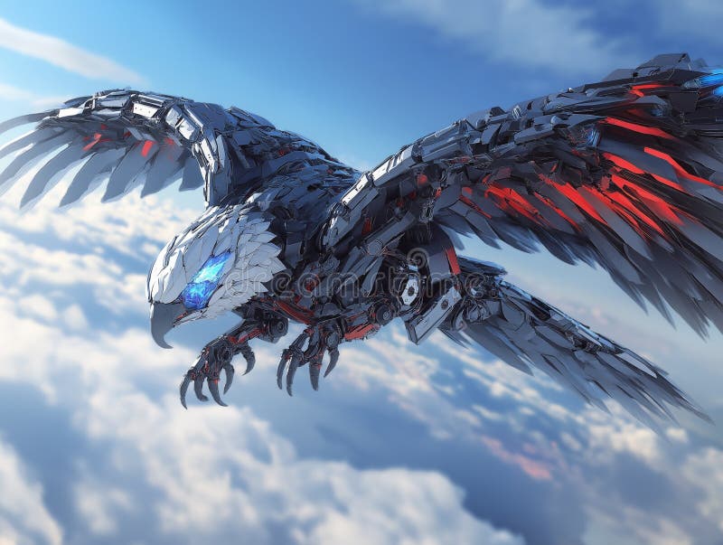 Mecha Eagle, Designed with Sleek Metallic Components and Aerodynamic ...