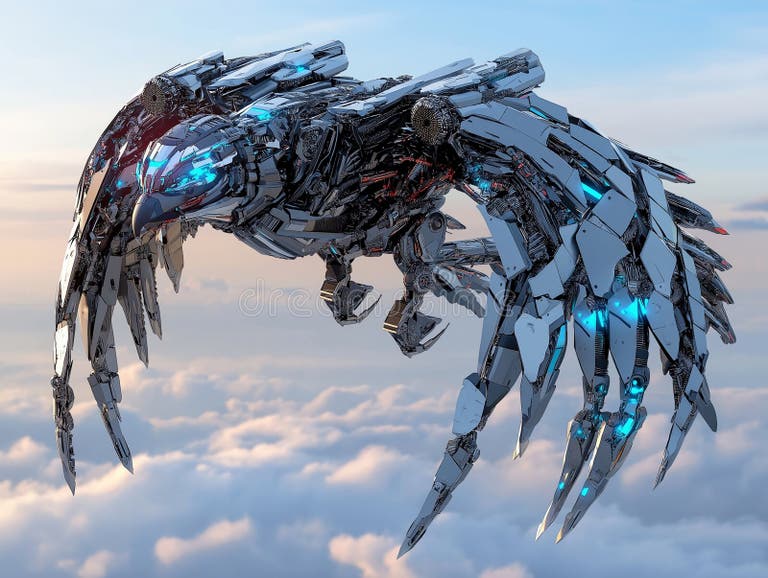 Mecha Eagle, Designed with Sleek Metallic Components and Aerodynamic ...