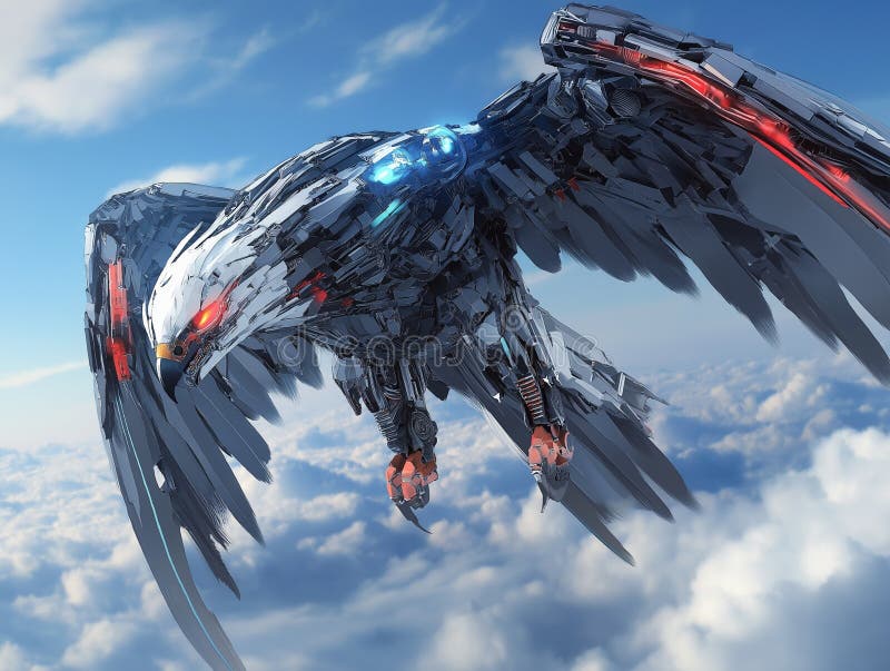 Mecha Eagle, Designed with Sleek Metallic Components and Aerodynamic ...