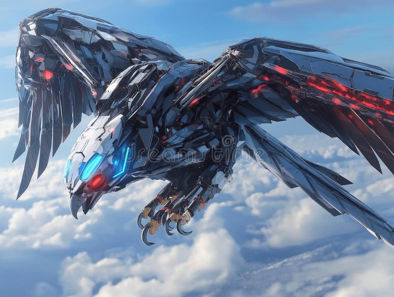 Mecha Eagle, Designed with Sleek Metallic Components and Aerodynamic ...
