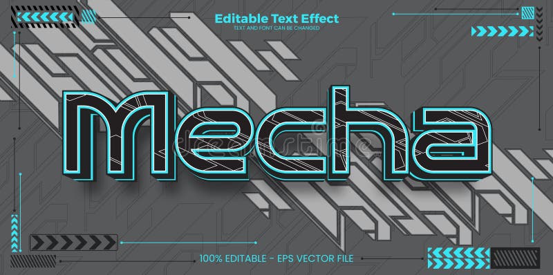 Mecha Editable Text Effect in Modern Cyber Trend Style Stock Vector ...
