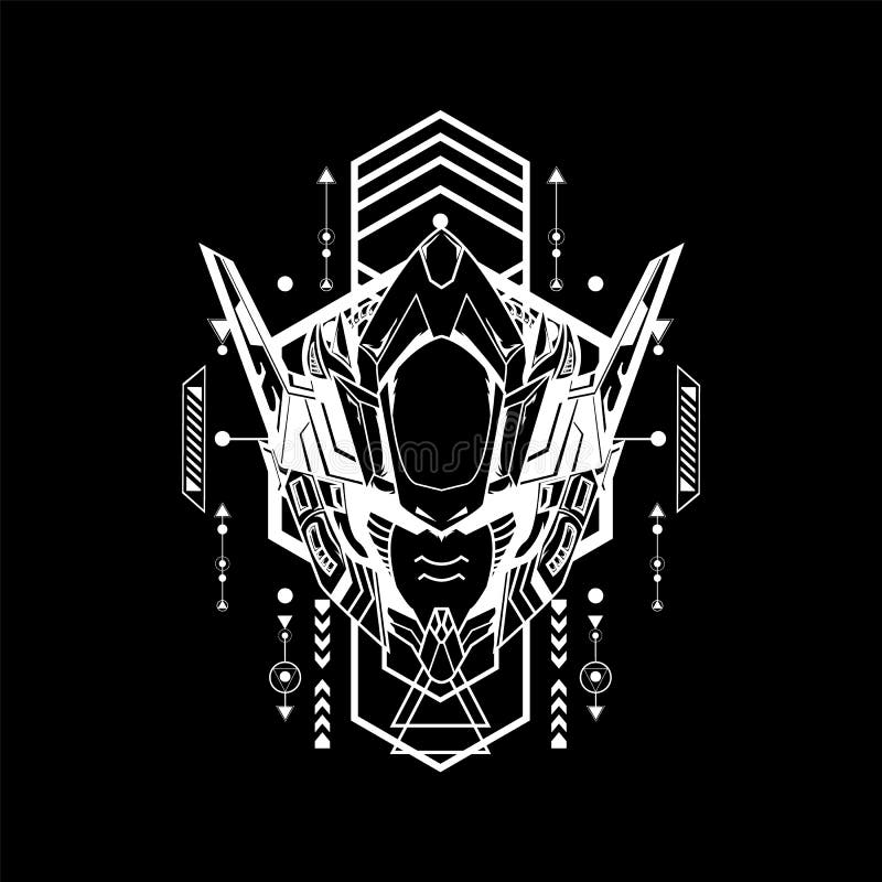 Illustration of Mecha Head with Modern Line Background, Can Use for T ...