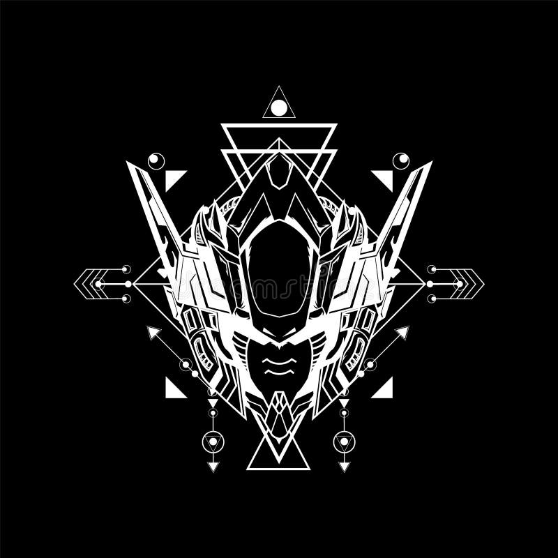 Illustration of Mecha Head with Modern Line Background, Can Use for T ...