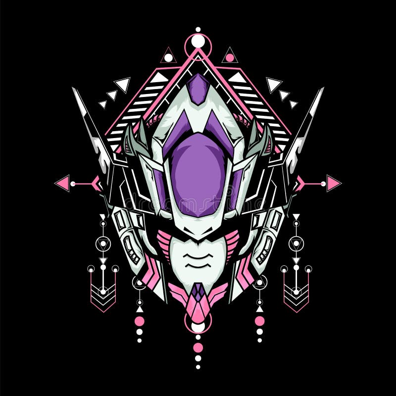 Mecha Head with Text and Neon Color, Can Use for Mascot Logo, Gaming ...