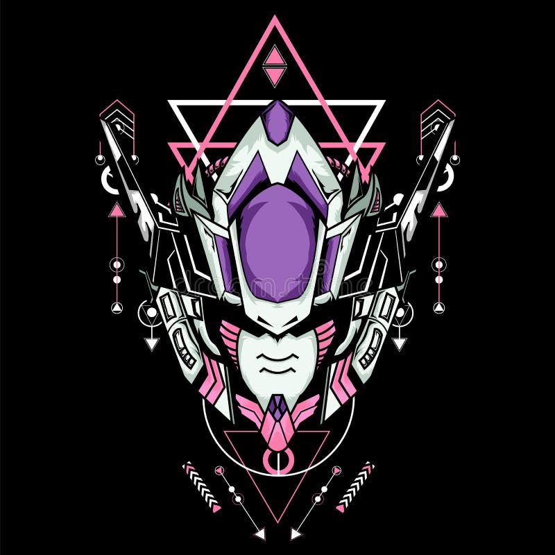 Mecha Head with Sacred Geometry Frame Stock Vector - Illustration of ...