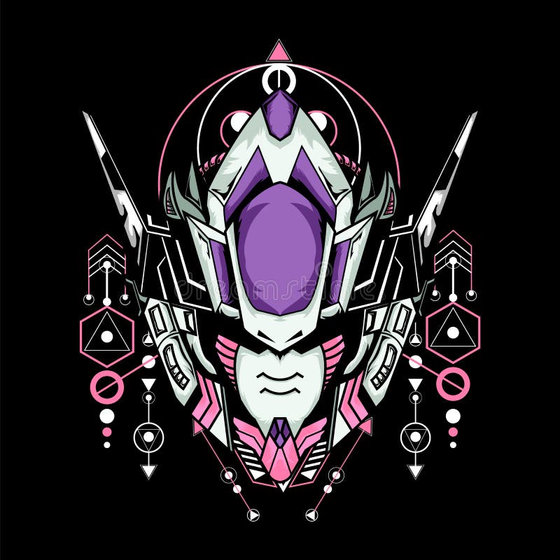 Mecha Head with Sacred Geometry Frame Stock Vector - Illustration of ...