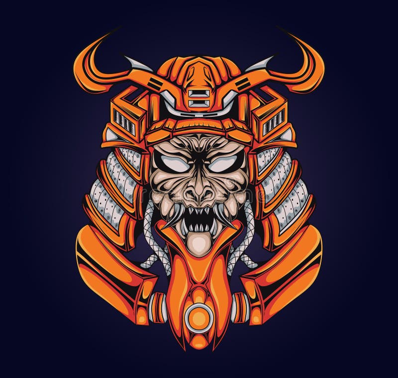 Mecha Head Samurai Illustration Stock Vector - Illustration of ...