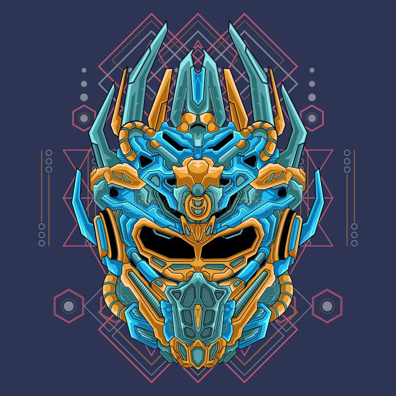 Mecha Helmet Head Character Vector Design Stock Vector - Illustration ...