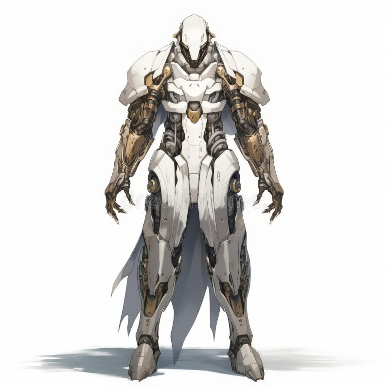 Mecha Humanoid Servant Art on White Background Stock Illustration ...