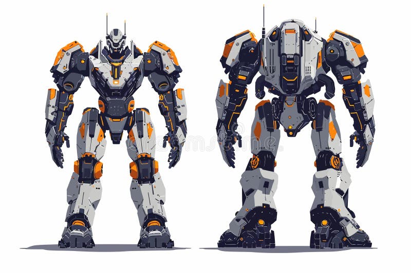 Mecha Robots Vector Set Isolated Illustration Stock Vector ...