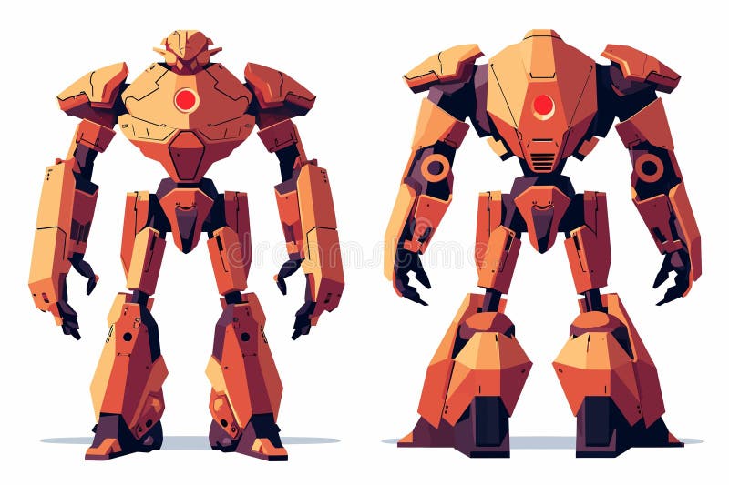 Mecha Robots Set Isolated Vector Style Stock Vector - Illustration of ...