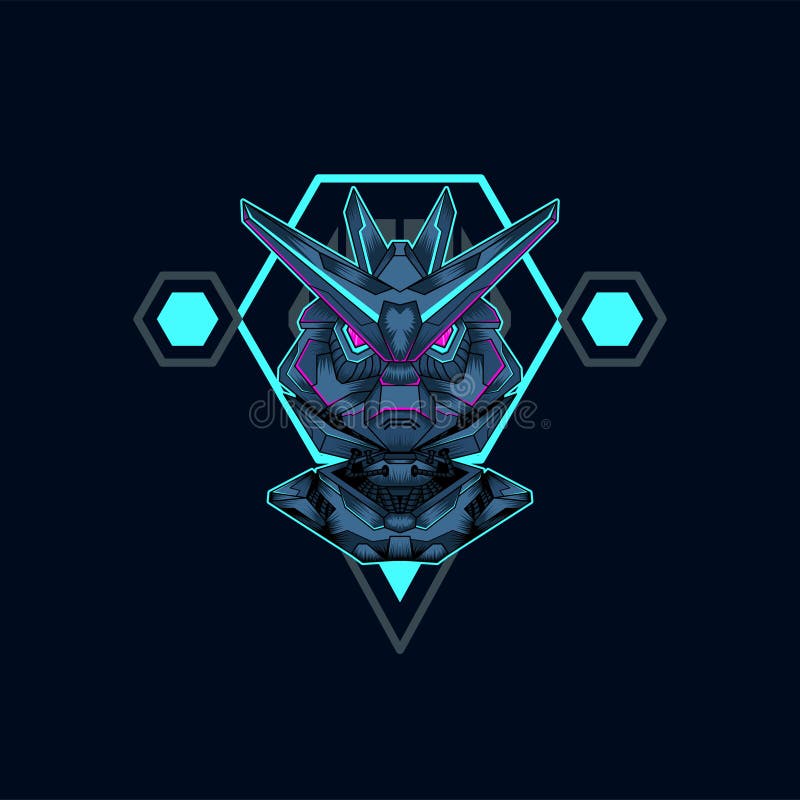 Mecha with Sacred Geometry Background Vector Graphic Design ...