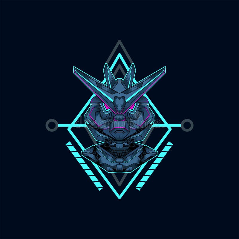 Mecha with Sacred Geometry Background Vector Graphic Design ...
