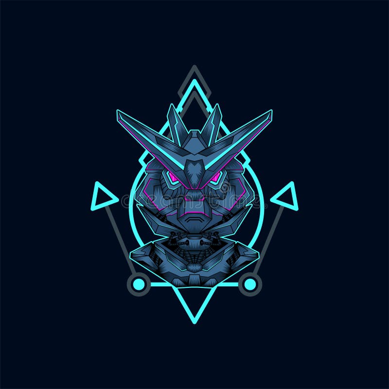 Mecha with Sacred Geometry Background Vector Graphic Design ...