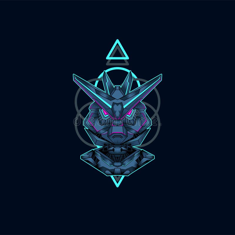 Mecha with Sacred Geometry Background Vector Graphic Design ...