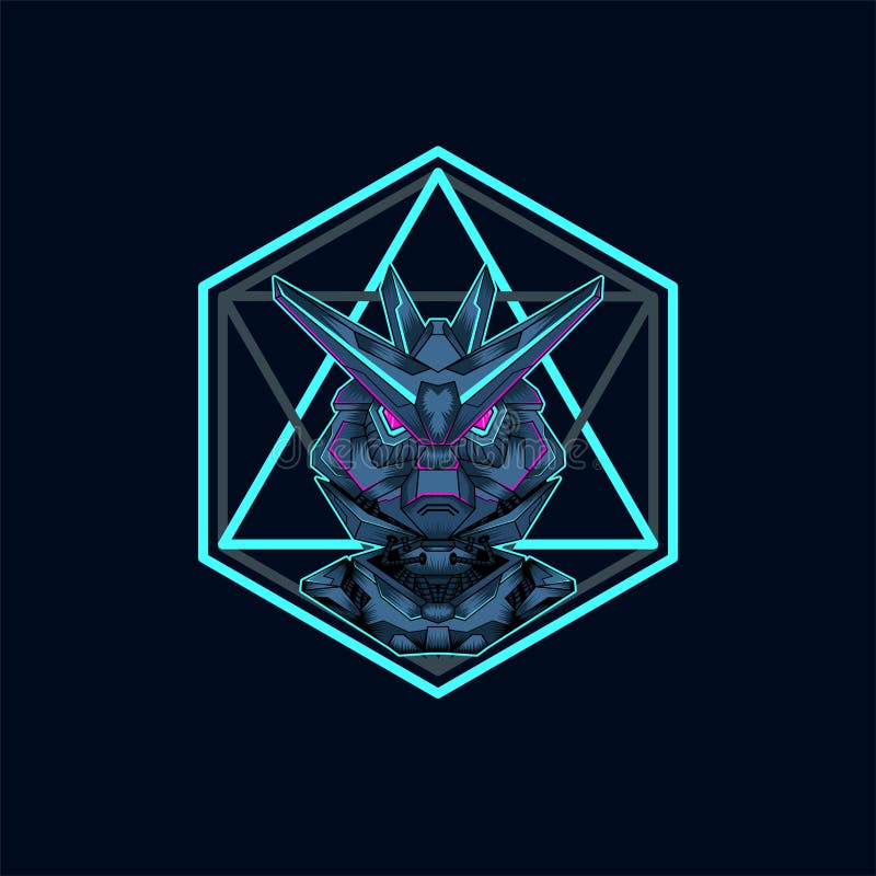 Mecha with Sacred Geometry Background Vector Graphic Design ...