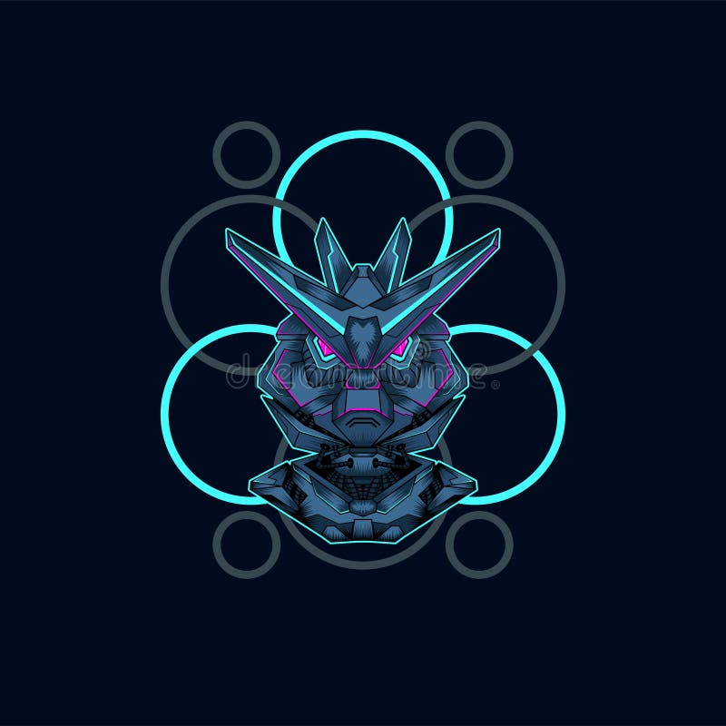 Mecha with Sacred Geometry Background Vector Graphic Design ...