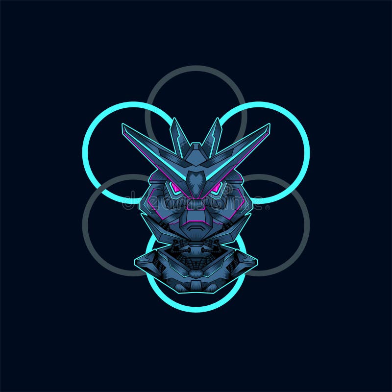 Mecha with Sacred Geometry Background Vector Graphic Design ...