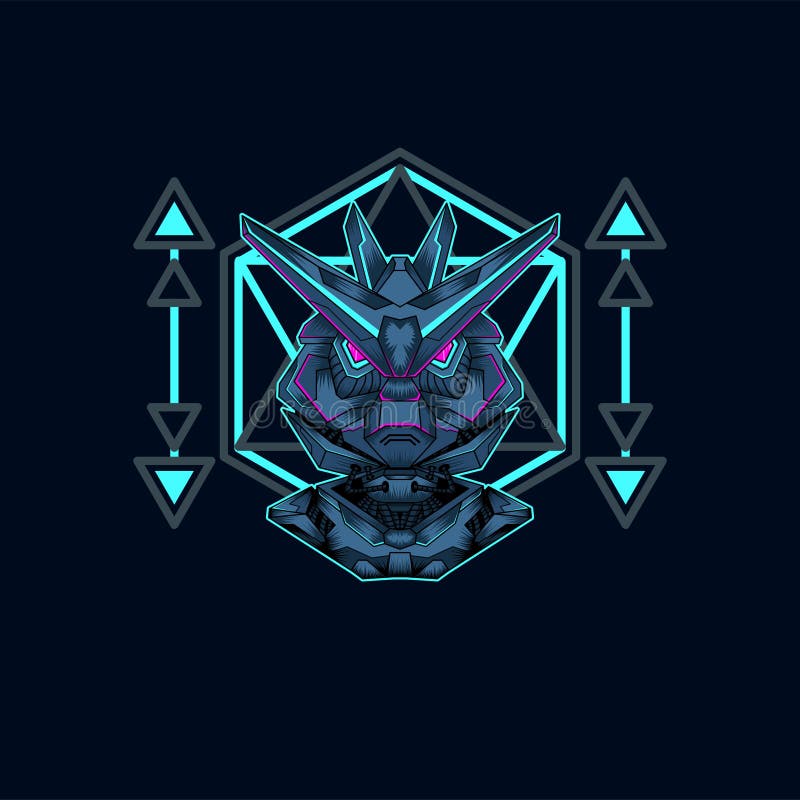 Mecha with Sacred Geometry Background Vector Graphic Design ...