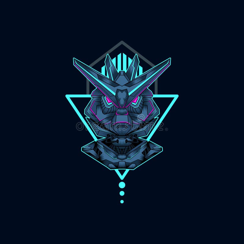 Mecha with Sacred Geometry Background Vector Graphic Design ...