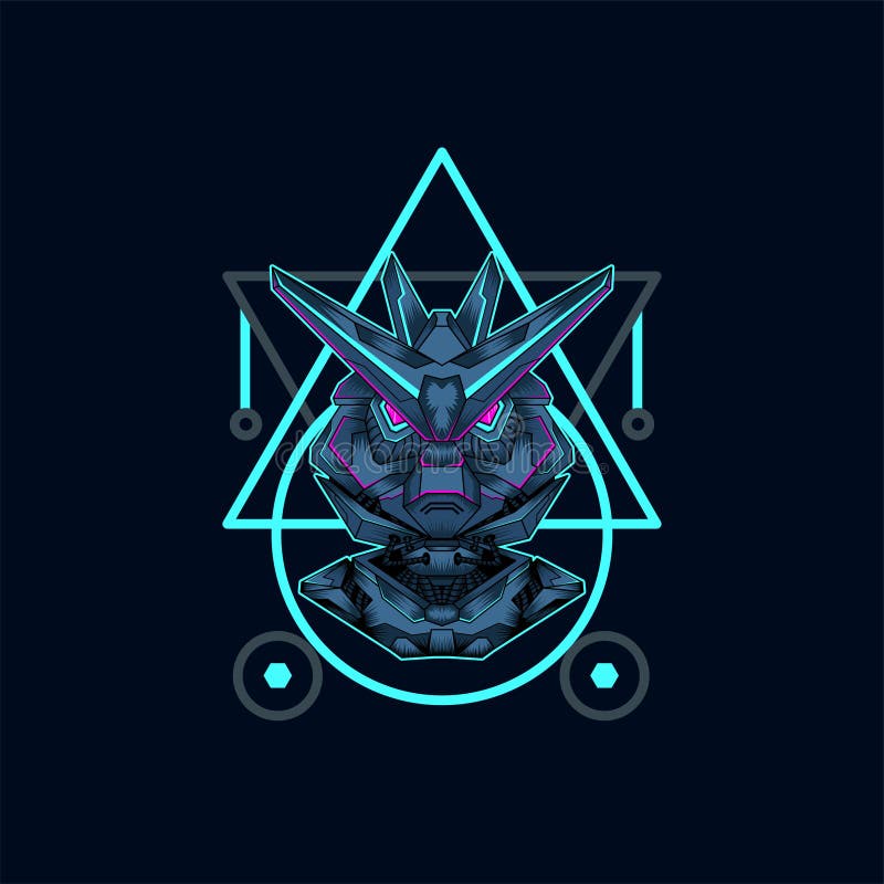 Mecha with Sacred Geometry Background Vector Graphic Design ...