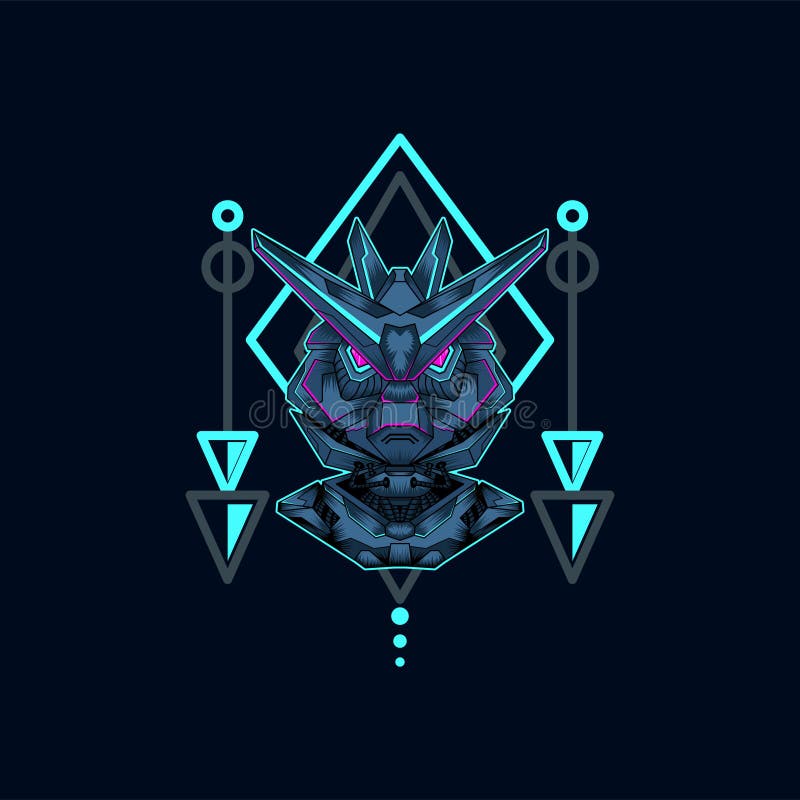 Mecha with Sacred Geometry Background Vector Graphic Design ...