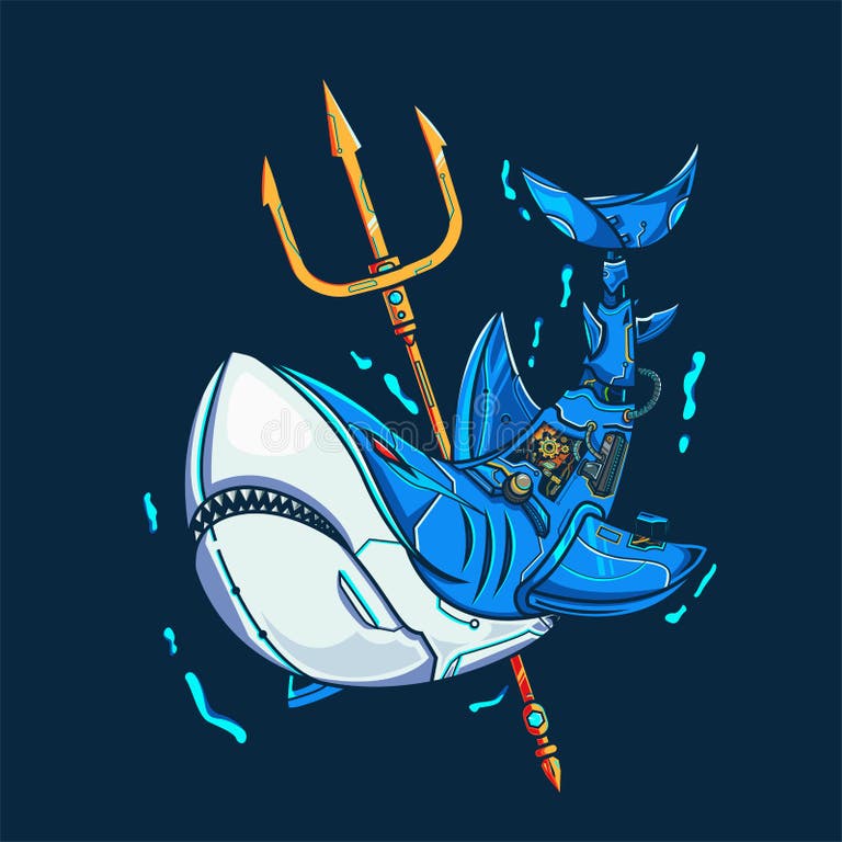 Mecha Shark Digital Art. Vector Illustration Stock Vector ...