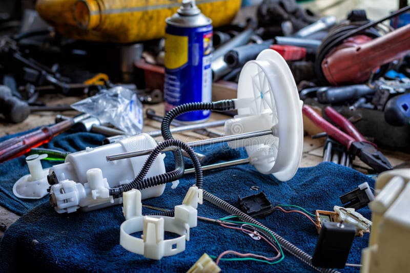 Mmechanic is Maintenance Car Fuel Pump Module in Garage Stock Photo ...