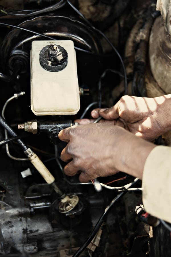 Auto Mechanic Hands at Car Repair Work Stock Image - Image of repair ...