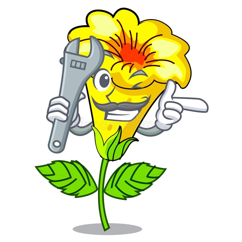 Mechanic Allamanda Flower Isolated in the Mascot Stock Vector ...
