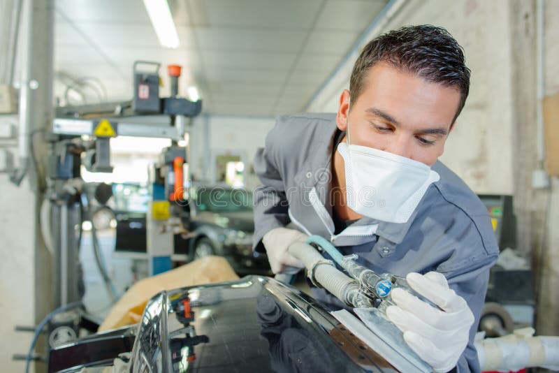Mechanic Buffing Panel with Machine Stock Photo - Image of sweeping ...