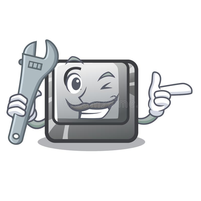 Mechanic Button C Installed on Cartoon Computer Stock Vector ...