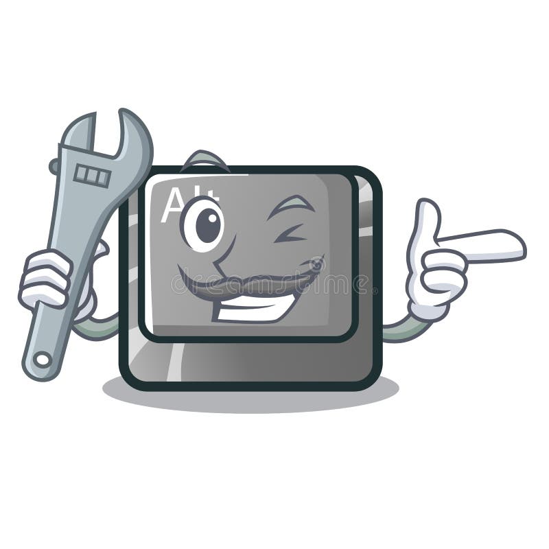 Mechanic Cartoon Alt Button on the Table Stock Vector - Illustration of ...