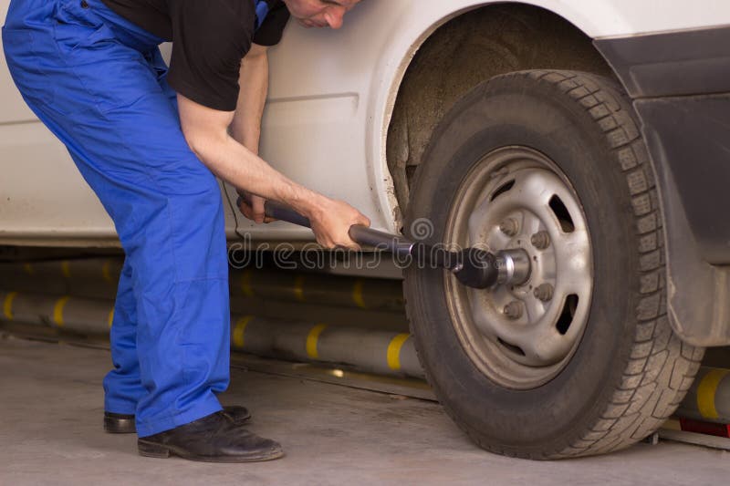 Mechanic Changes the Wheel of the Car Stock Image - Image of auto ...