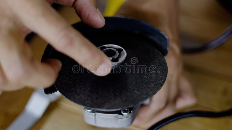 Mechanic Changing Disc on Grinder Stock Video - Video of industry ...