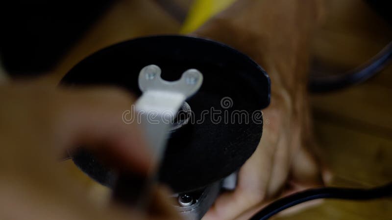 Mechanic Changing Disc on Grinder Stock Video - Video of industry ...