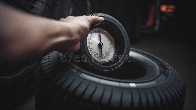 Mechanic Checking Tire Tread Depth and Wear Using a Tire Gauge, Car ... Mechanic Checking Tire Tread Depth and Wear Using a Tire Gauge, Car ...