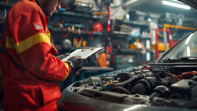 The Mechanic with Clipboard.AI Generated Image Stock Image - Image of ...