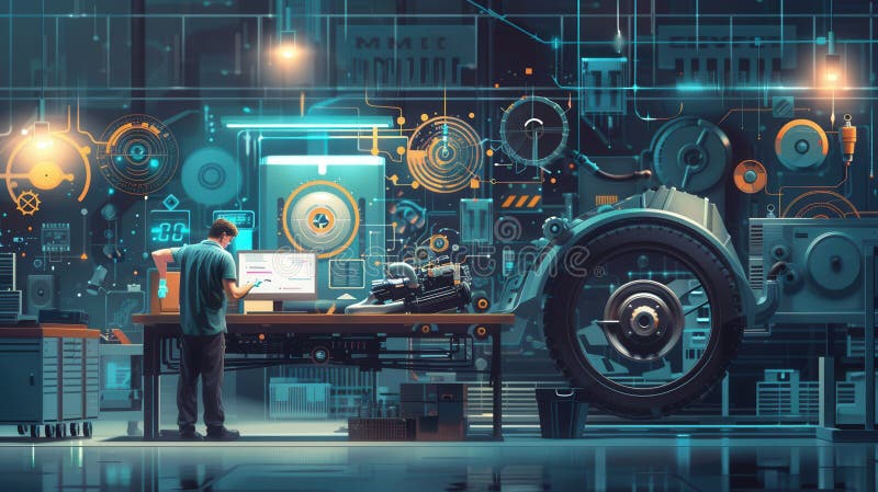 A Mechanic Conducts a Detailed Computer Diagnosis on a Vehicle while ...