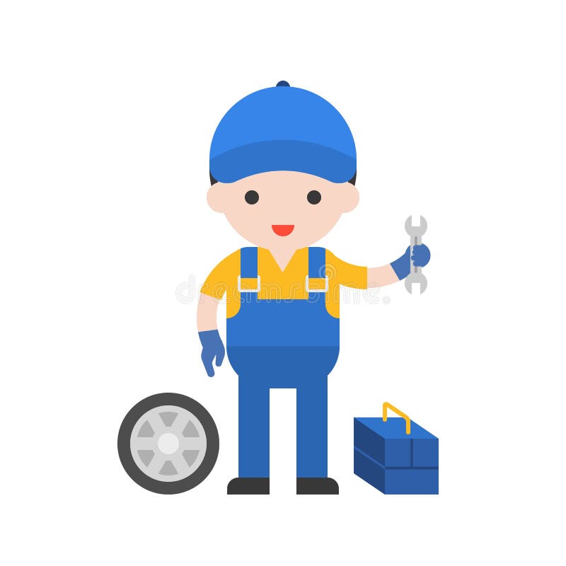 Mechanic, Cute Character Professional Set, Flat Design Stock Vector ...