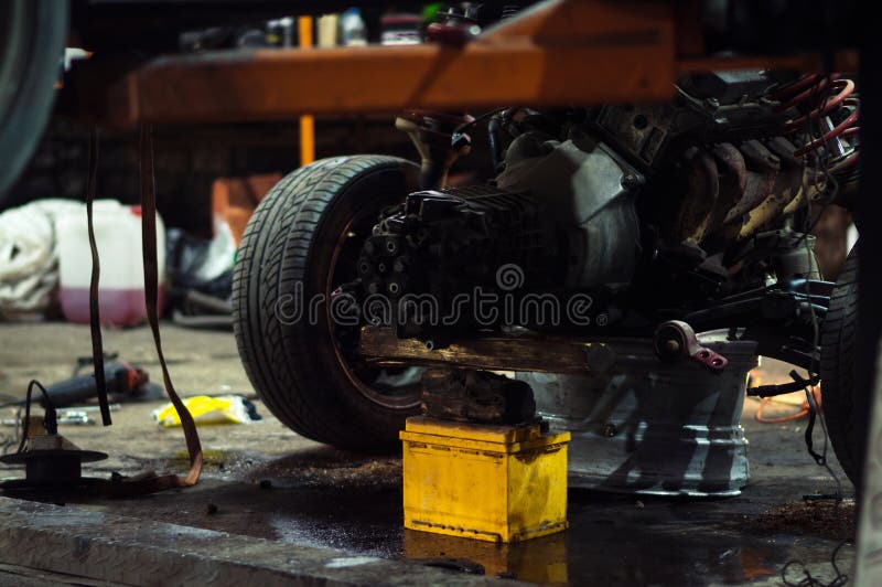 A Mechanic Disassembles an Old Dirty Car Engine Stock Image - Image of ...