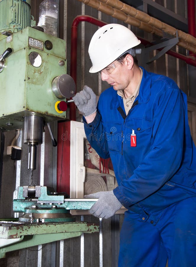 The Mechanic Serves the Lathe Stock Image - Image of metal, instrument ...