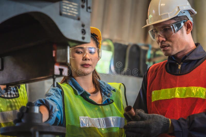 Mechanic Engineer Foreman Checking Engineer Operation Team To Work in ...