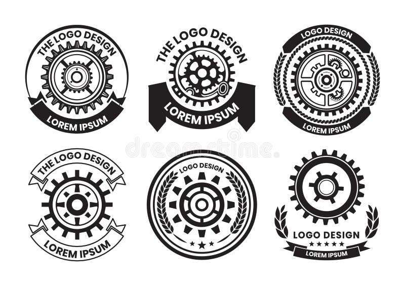 Mechanic or Engineer Logo in Flat Line Art Style Stock Vector ...