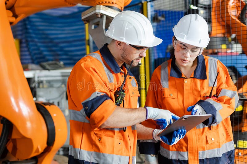 Mechanic Engineer Man and Woman are Checking Quality System of ...