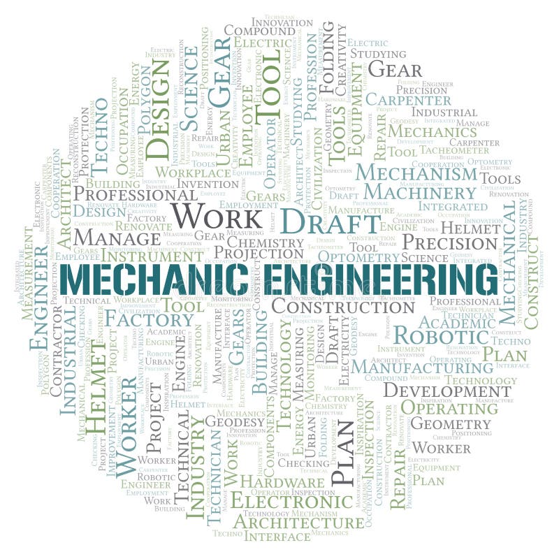 Mechanic Engineering Typography Word Cloud Create with the Text only ...