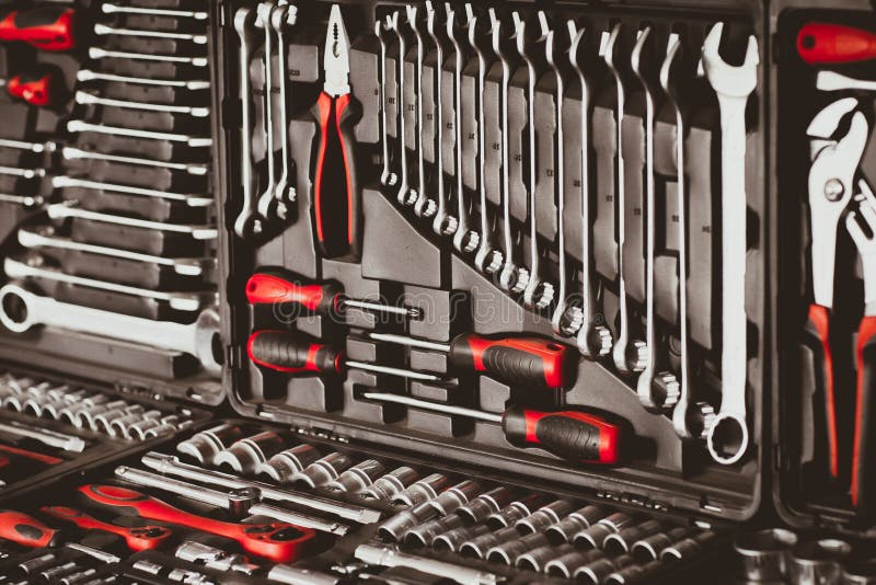 Mechanic Essential Instruments Wrench Tools Stock Photo - Image of ...