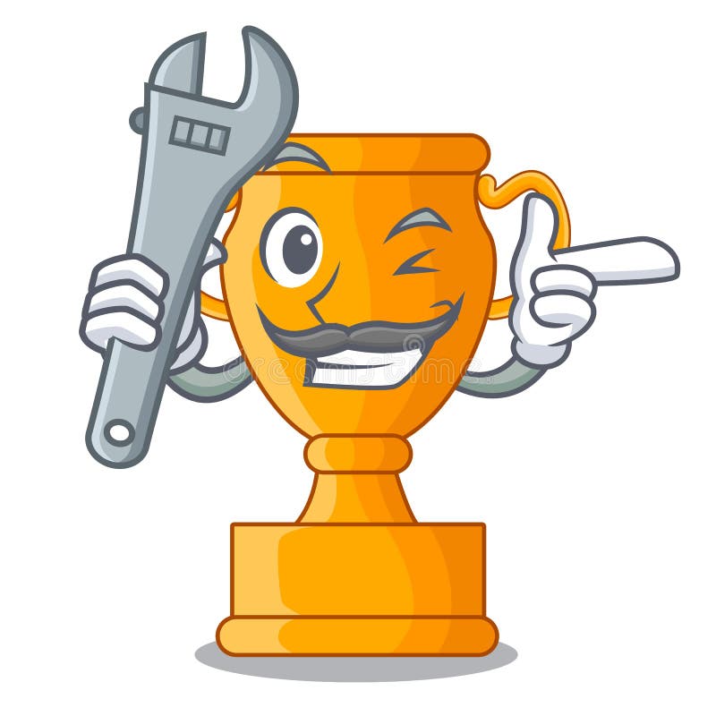 Mechanic Golden Trophy Cup Isolated on Mascot Stock Vector ...